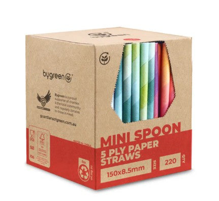 Eco Mini Spoon Straw 5 PLY Paper Multi Coloured Pack 220 – The Slushie ...