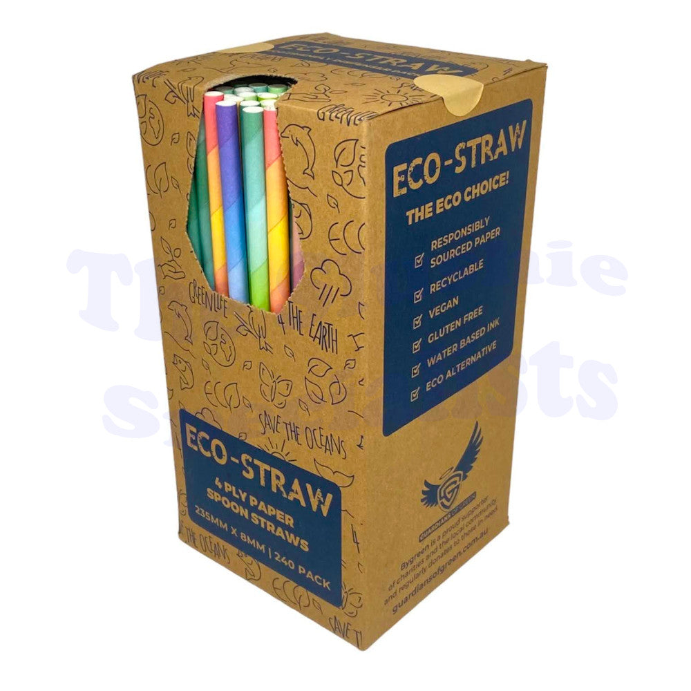 Eco Spoon Straw 4 PLY Paper Multi Coloured Pack 240 – The Slushie ...