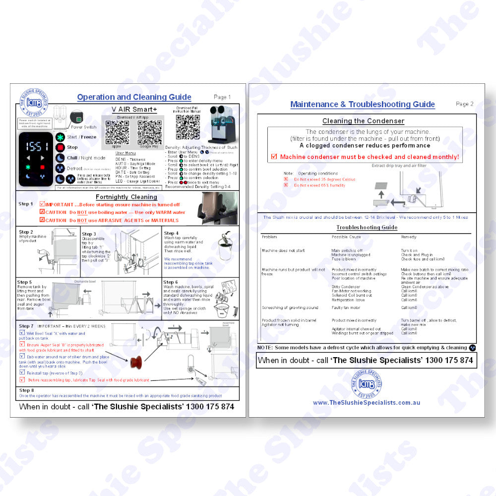 Laminated Instructions Sheet - V AIR SMART+ – The Slushie Specialists