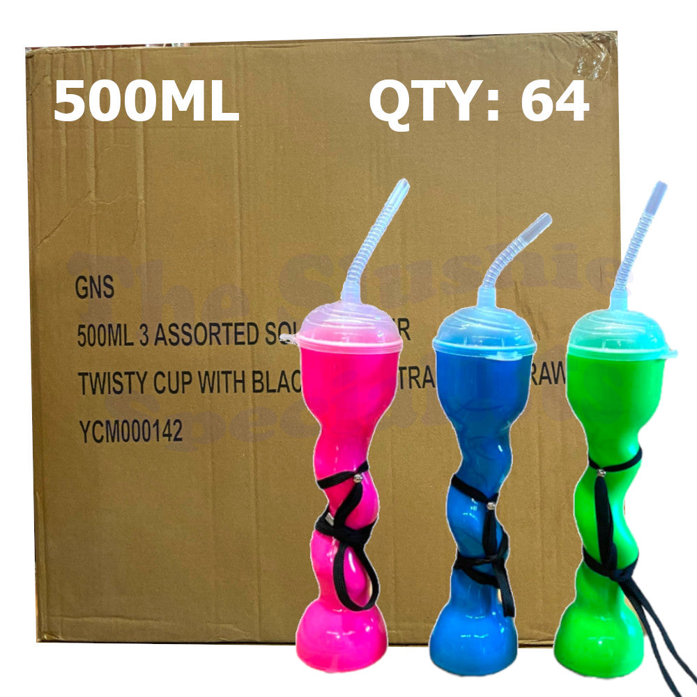 Solid Colour Twisty Sippa Cup 500ml (Box of 64) – The Slushie Specialists