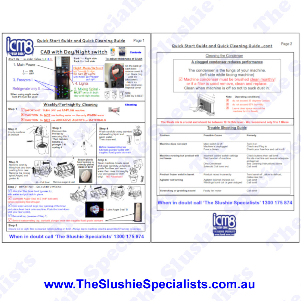 Laminated Instructions Sheet - CAB Faby – The Slushie Specialists